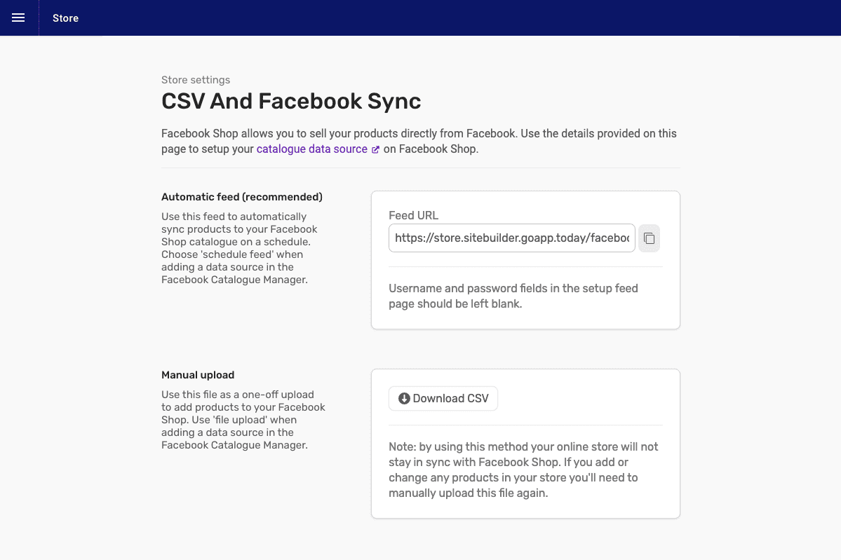 CSV export and Facebook store | BaseKit