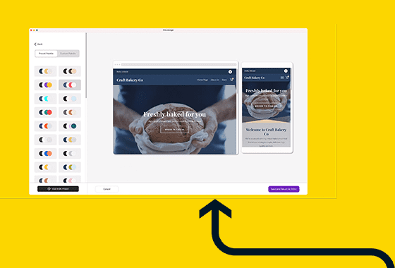 Restyled website design mode | BaseKit